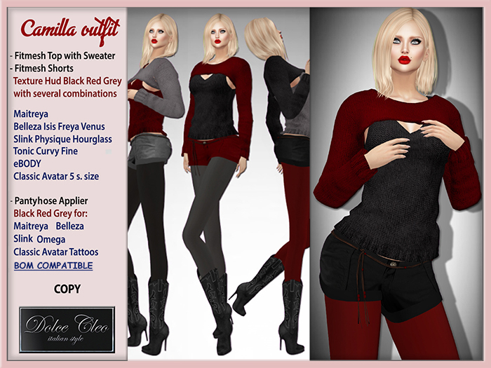 Second Life Marketplace Big Sale Camilla Fitmesh Outfit